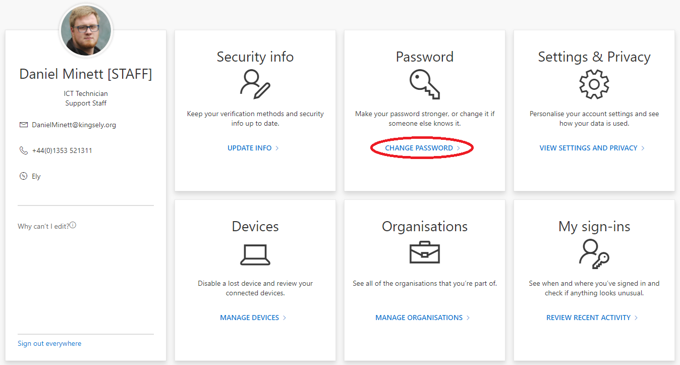 Changing your password – ICT Support